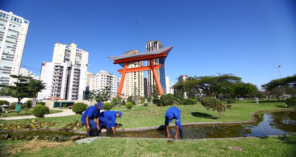 Limpeza De Lagos Do Parque Santos Dumont E Praça Riugi Kojima